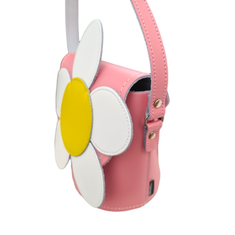 Handmade Leather Daisy Barrel Bag - Pastel Pink | Zatchels | Wolf & Badger