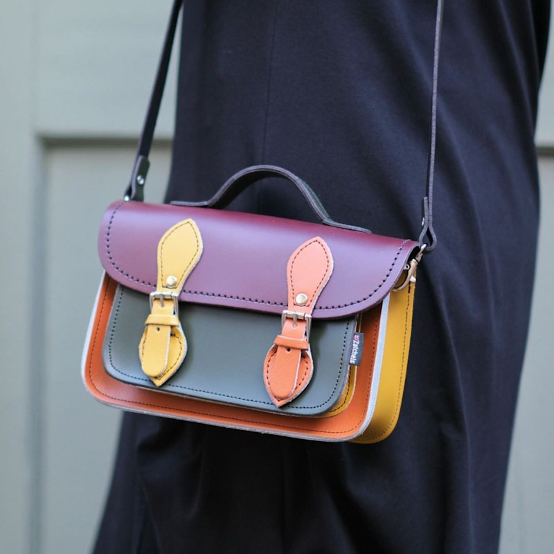 Handmade Leather Micro Satchel Plus - Autumnal Kaleidoscope | Zatchels ...