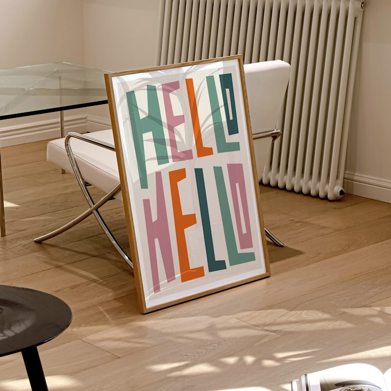 Hello Hello Typography Art Print - A3 | Natalie Cass Art | Wolf & Badger