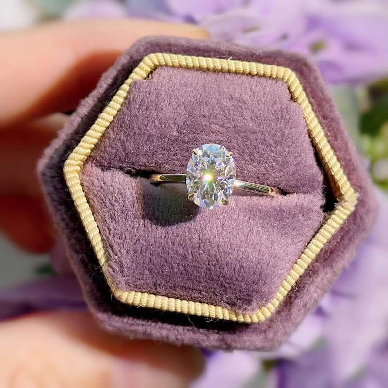 Hidden Ruby Heart Oval Moissanite Solid Yellow Gold Ring | Azura ...