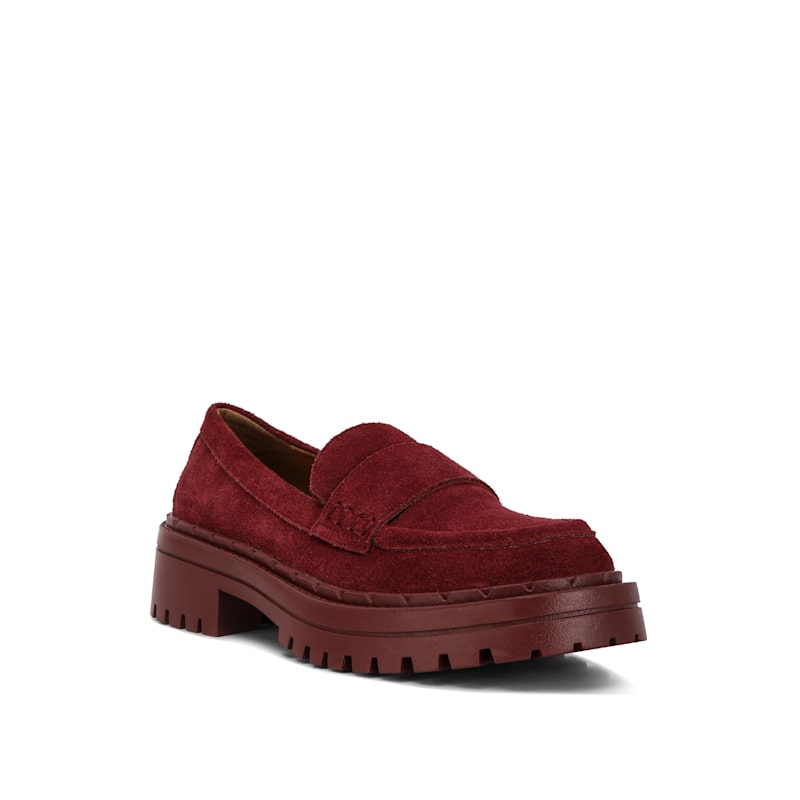 Honora Suede Chunky Loafers In Burgundy | Rag & Co. | Wolf & Badger