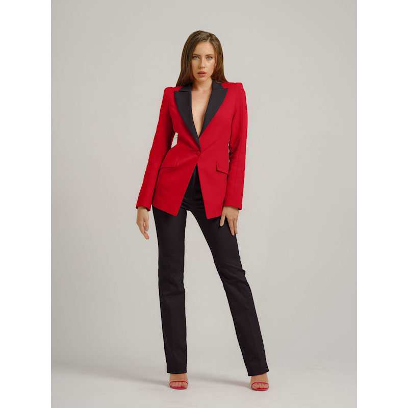 Illusion Classic Tailored Suit, Red & Black | Tia Dorraine | Wolf & Badger