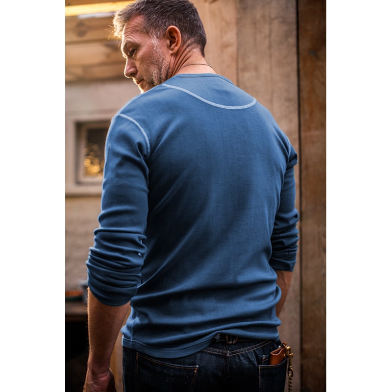 The New Elder Henley Shirt Indigo | &SONS Trading Co | Wolf & Badger