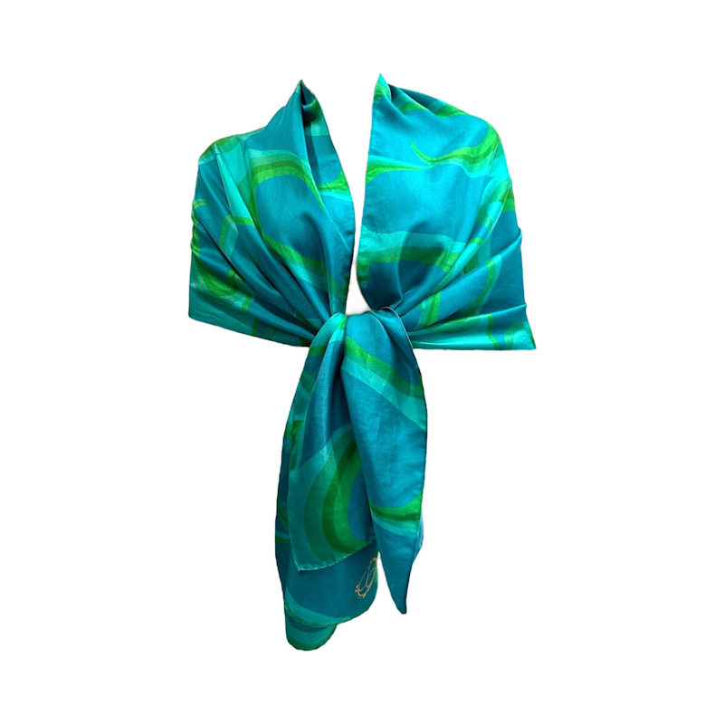 Jcjc Teal Silk Scarf | Julia Clancey | Wolf & Badger