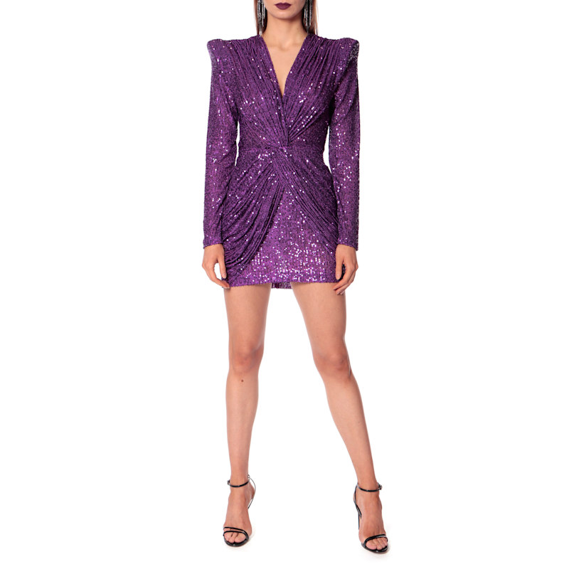 Jennifer Purple Magic Mini Sequin Dress | AGGI by HALEWSKI | Wolf & Badger