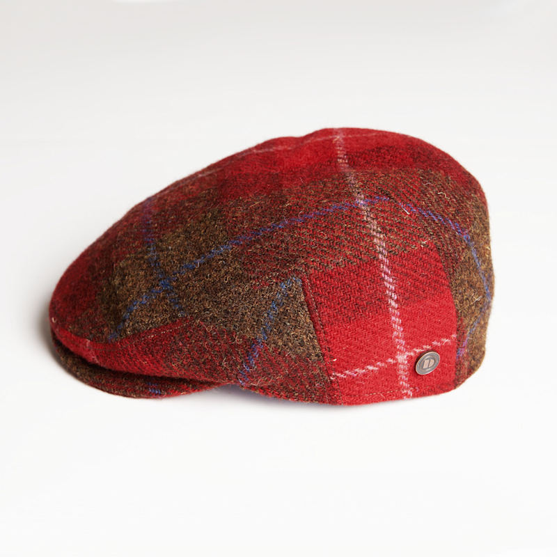 Justin Lava Red Harris Tweed Flat Cap Made In Italy | Dasmarca Hats ...