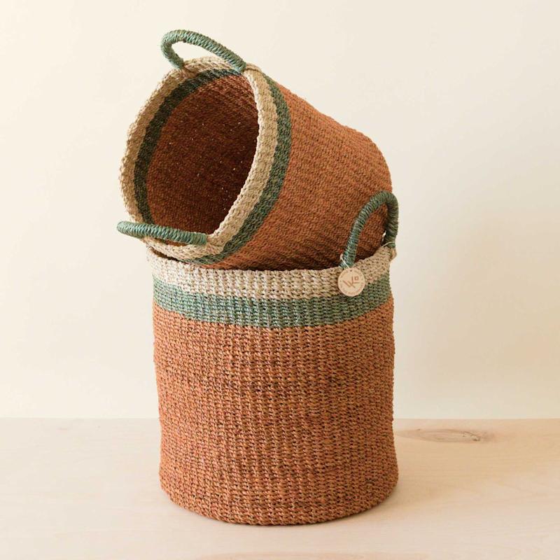 Coral Baskets With Handle, Set Of Two - Woven Baskets | LIKHÂ | Wolf ...