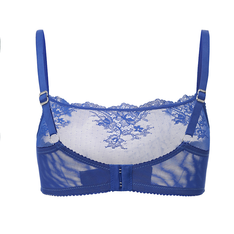 Kim High-Neck Sheer Lace Underwire Bra - Sapphire Blue | Amour d ...
