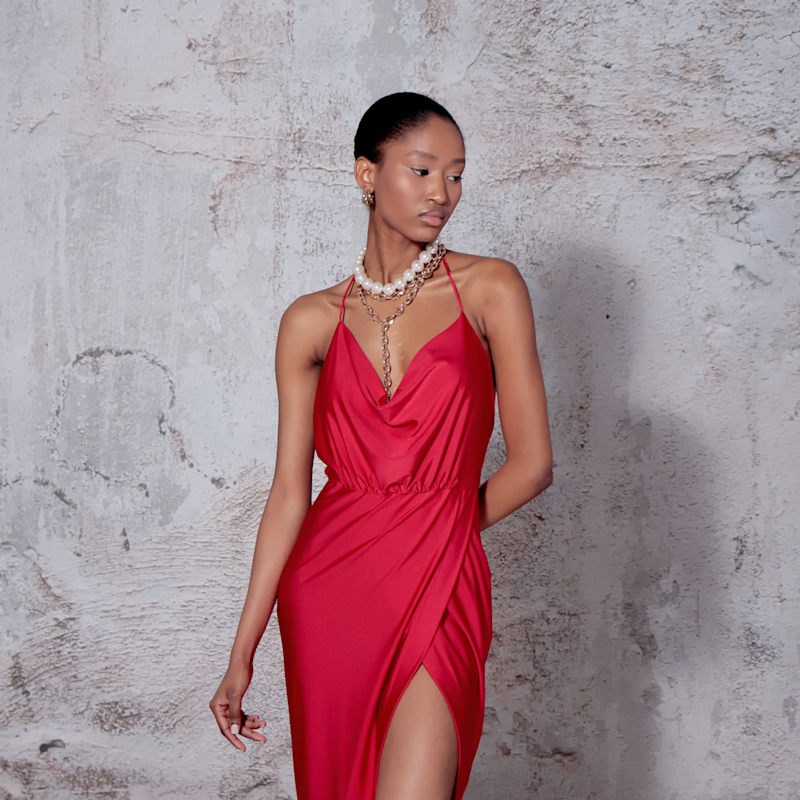 Kim Red Midi Dress | AGGI by HALEWSKI | Wolf & Badger