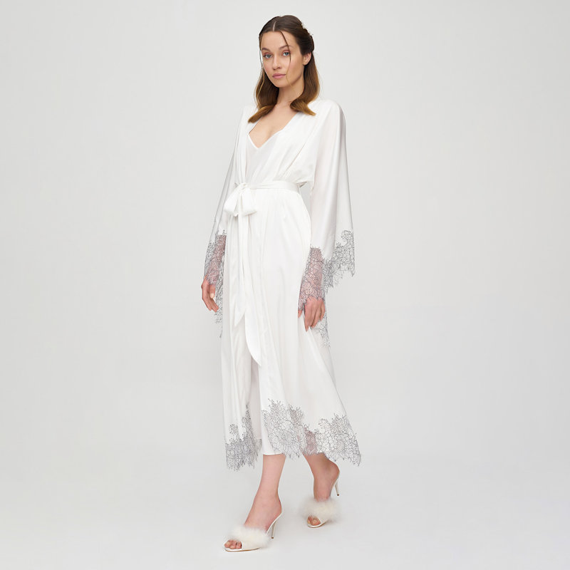 Lace Detailed Maxi Robe - White | Avenue 8 | Wolf & Badger