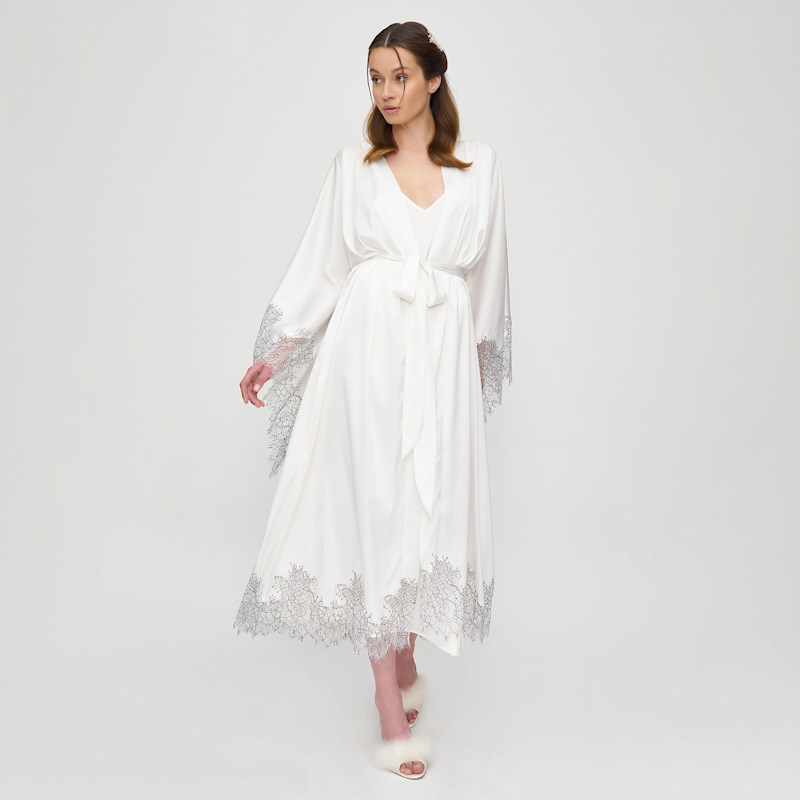 Lace Detailed Maxi Robe - White | Avenue 8 | Wolf & Badger