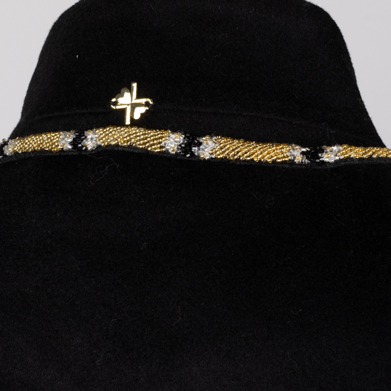 Laines Couture Wool Blend Cape With Embellished Wrap Around Gold Snake ...