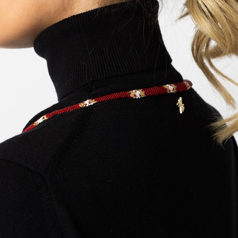 Laines Couture Wrap Red Snake Embellished Knitted Roll Neck Jumper ...