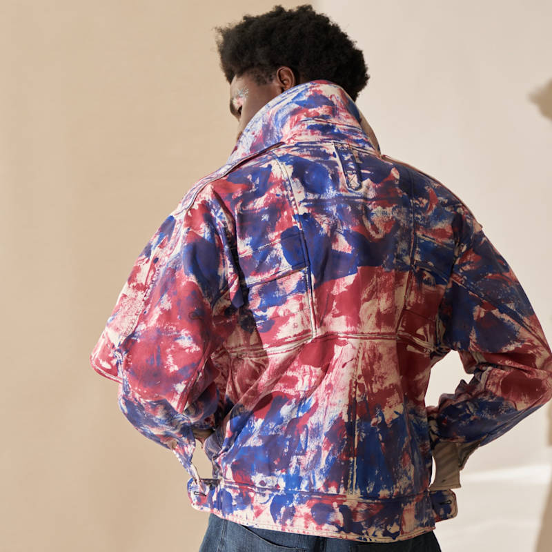 Color Palette- Raw Denim Oversized Multicolor Jacket Three ...