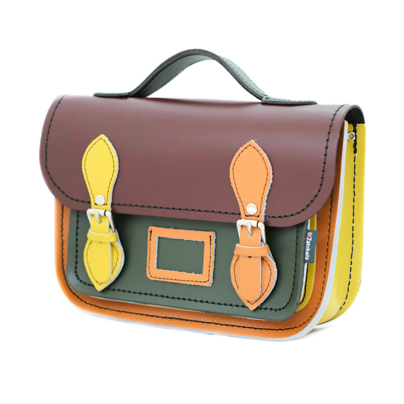 Leather Midi Crossbody Satchel - Autumnal Kaleidoscope | Zatchels ...
