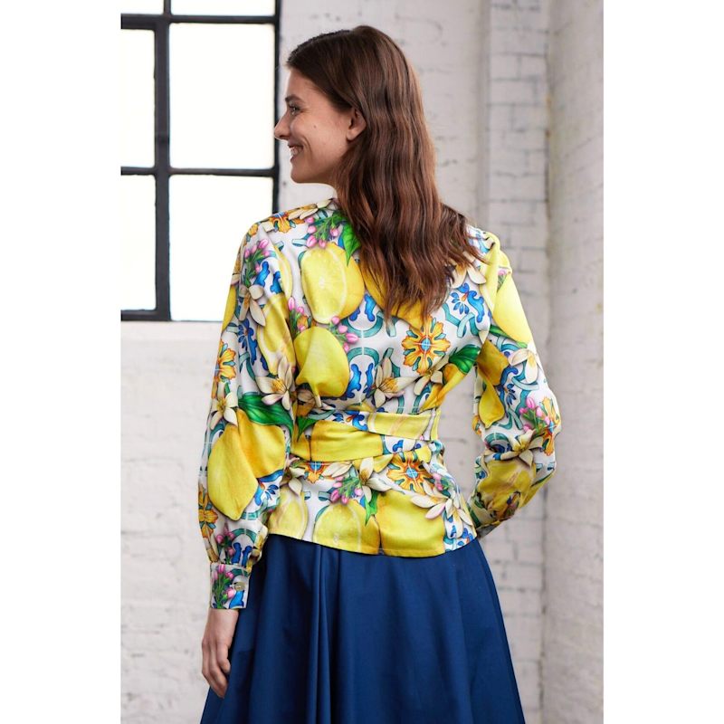 Lemon Print Wrap Blouse | Marianna Déri | Wolf & Badger