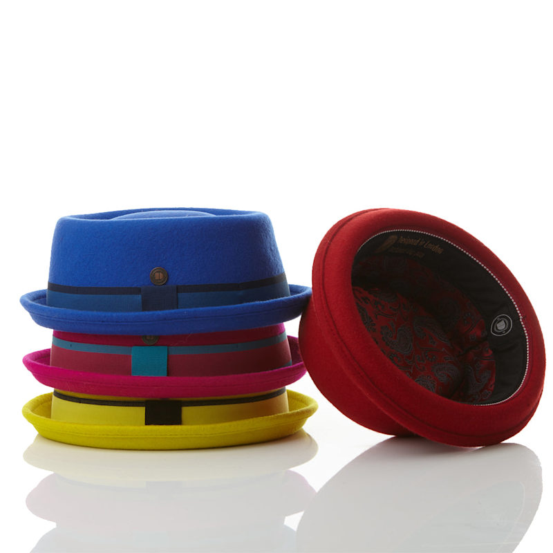 Leo Ruby Red Felt Skimpy Brim Short Brim Rude Boy Mod Style Porkpie Hat ...