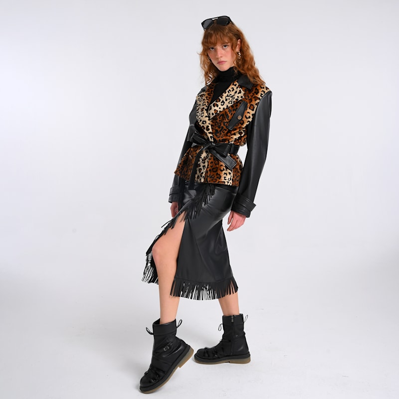 Leopard Print And Vegan Leather Jacket | Lalipop Design | Wolf & Badger
