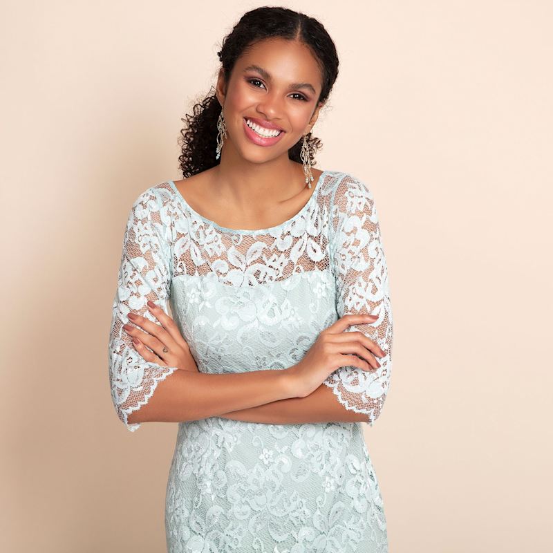Lila Lace Dress In Mint Silver Green | Alie Street London | Wolf & Badger