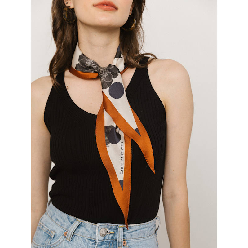 "Noir Floral" Silk Diamond Scarf | Lost Pattern NYC | Wolf & Badger