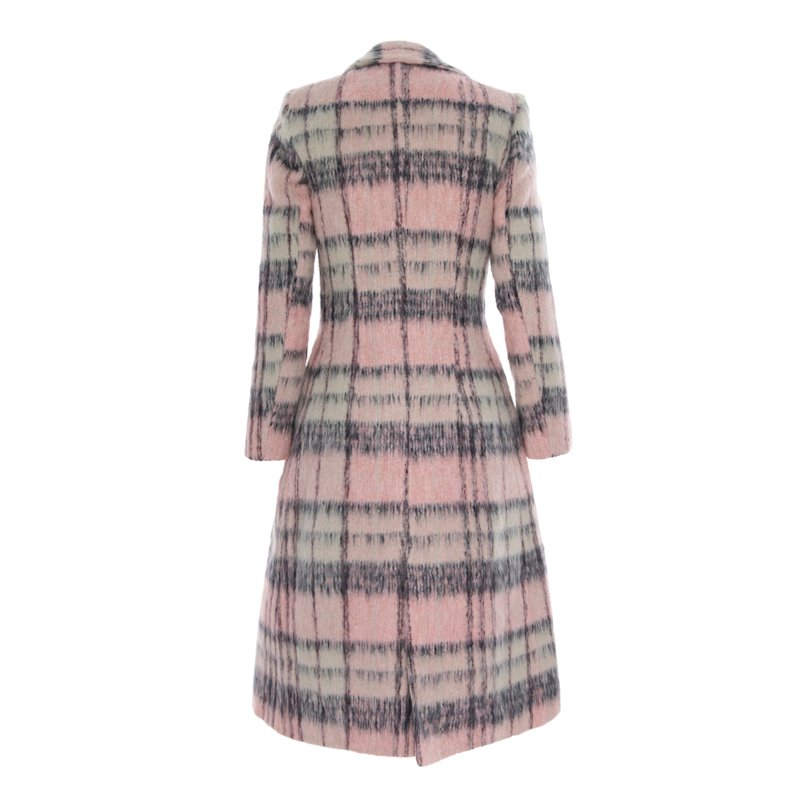 Long Fuzzy Check Wool Coat | AVENUE N°29 | Wolf & Badger