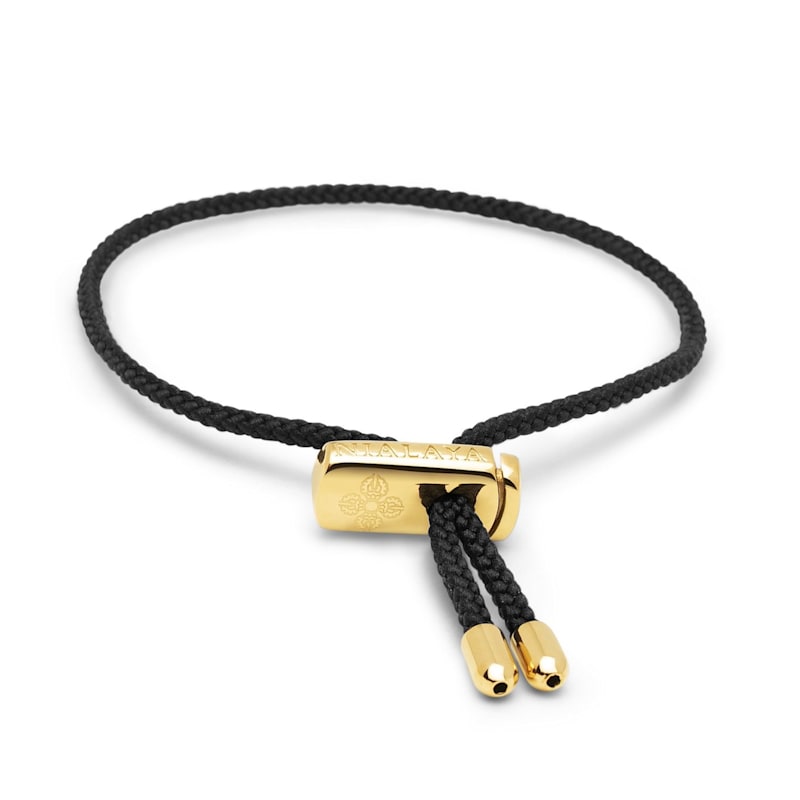 Men's Black String Bracelet With Adjustable Lock | Nialaya | Wolf & Badger