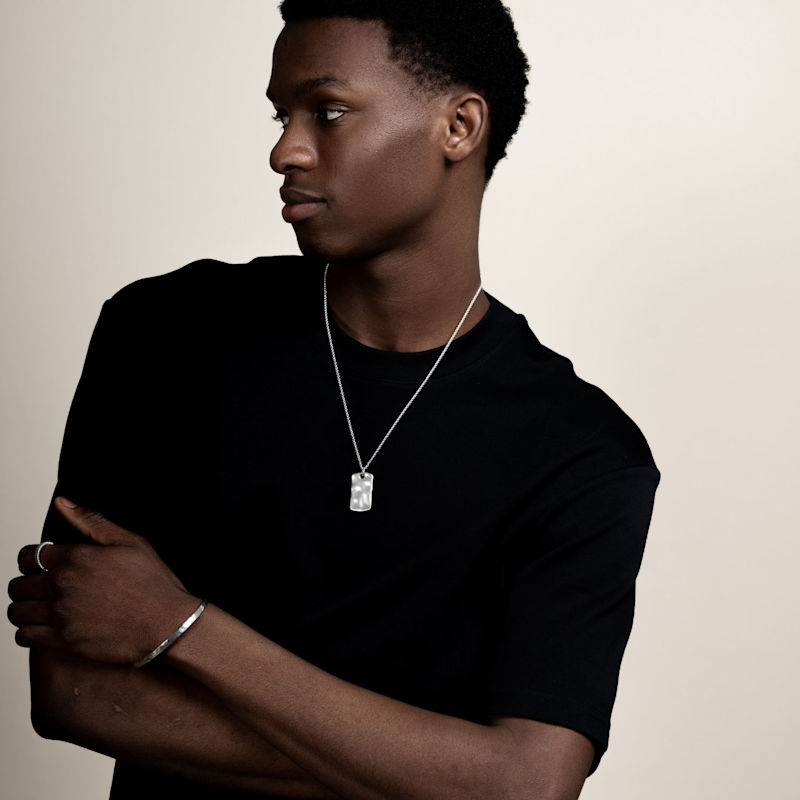 Men's Waterfall Id Tag Pendant In Sterling Silver | Dower & Hall | Wolf ...