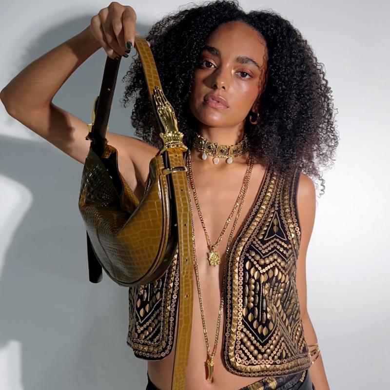 Hobo Adjustable Hand Shaped Leather Bag Mini Ocre | Indigolush | Wolf & Badger