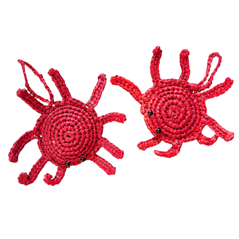 Mini Red Crabs Raffia Keyring | Zanatany Concepts | Wolf & Badger