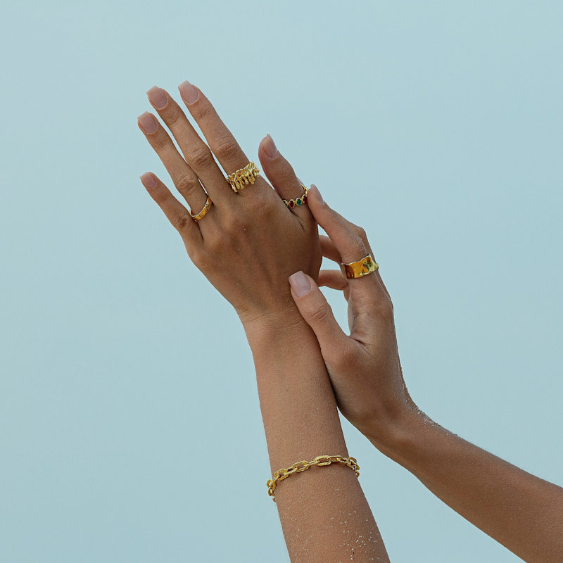 Dripping Large Melting Gold Ring | Mejoma | Wolf & Badger