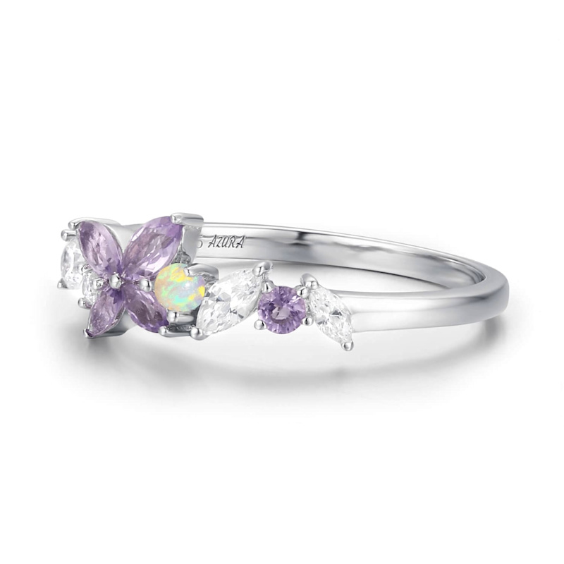 Monarch Butterfly Amethyst Opal Ring White Gold Vermeil | Azura Jewelry ...