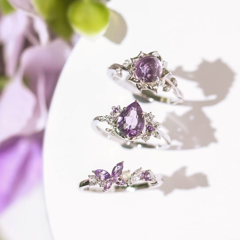 Monarch Butterfly Amethyst Opal Ring Solid White Gold | Azura Jewelry ...