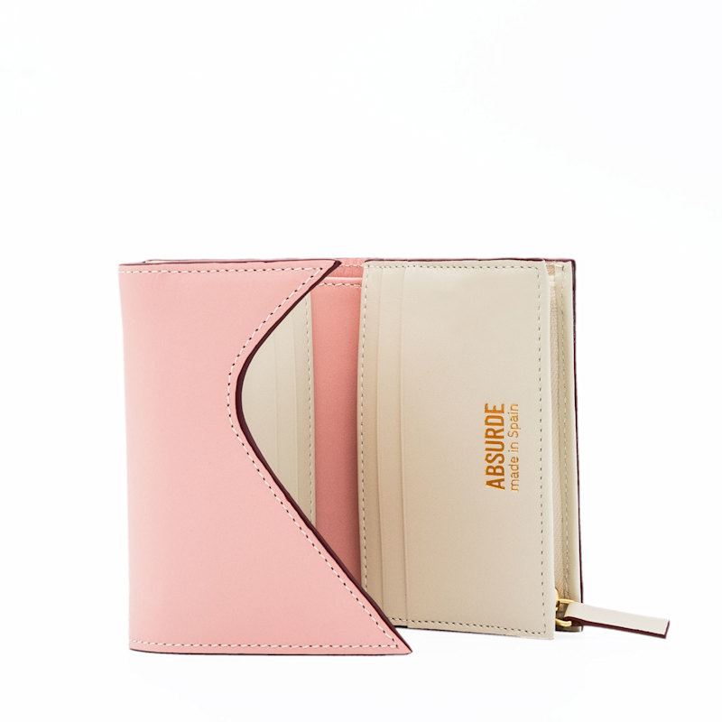 Mountain Pink And Burgundy Leather Trifold Wallet | ABSURDE | Wolf & Badger