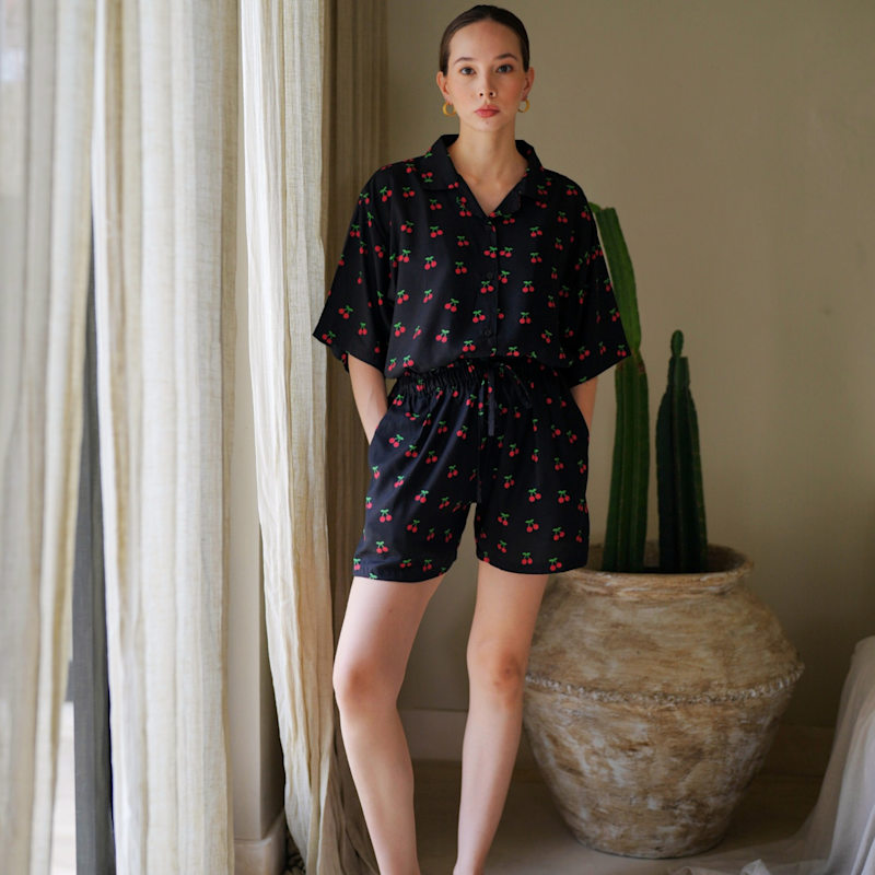 Nostalgic Cherry-Print Travel Matching Set | Pink Haley | Wolf & Badger