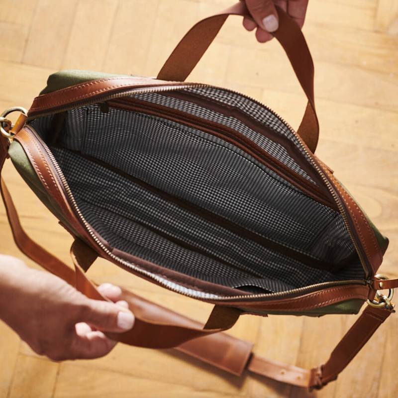 Nylon & Leather Trim Laptop Bag - Navy | VIDA VIDA | Wolf & Badger