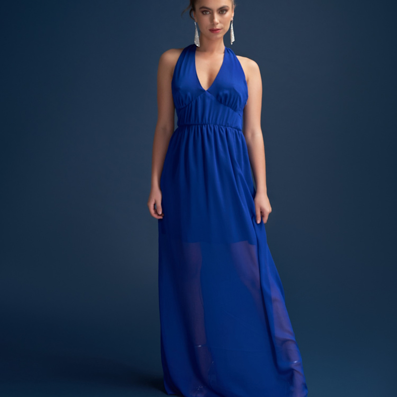 Odette Halter Full Length Dress In Cobalt Blue | Deer You | Wolf & Badger