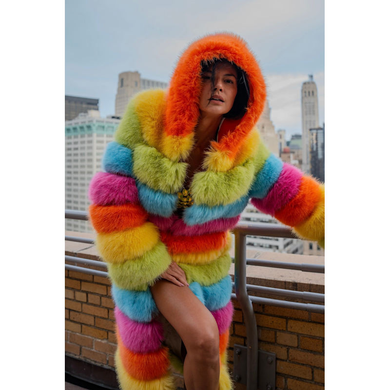 Over The Rainbow Faux Fur Coat | HARMONIA NY | Wolf & Badger