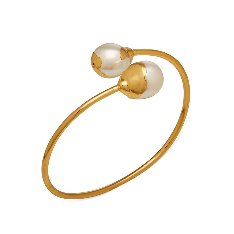 Adjustable Gold Reva Bracelet With Baroque Pearls | Dhwani Bansal ...