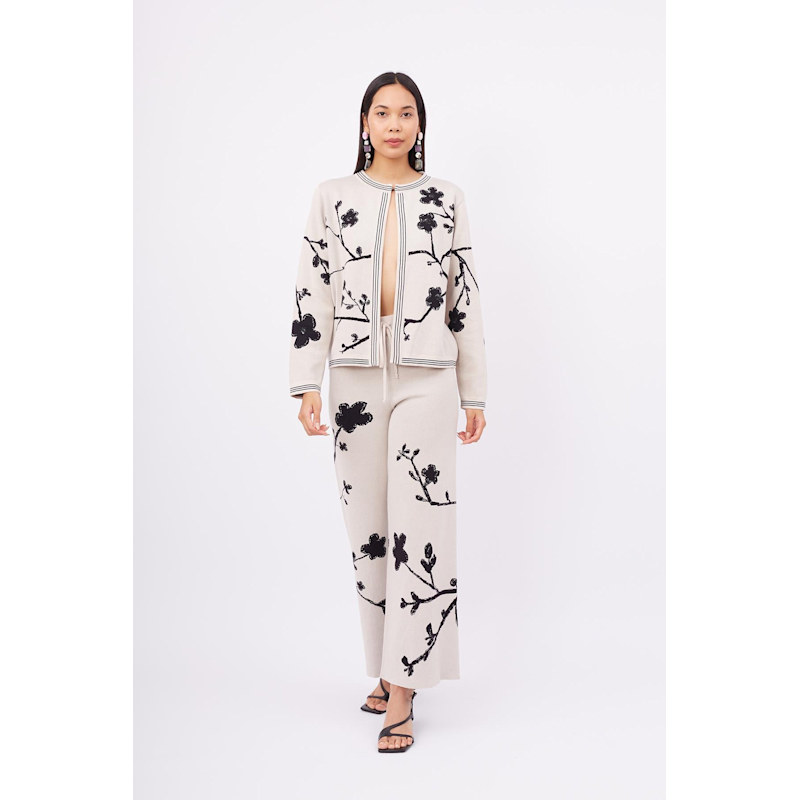 Lady Sakura Knit Jacket In Beige | Peraluna | Wolf & Badger