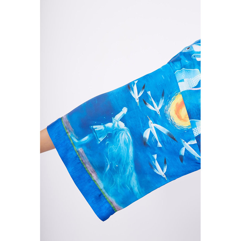 Ocean Story Short Satin Kimono | Peraluna | Wolf & Badger