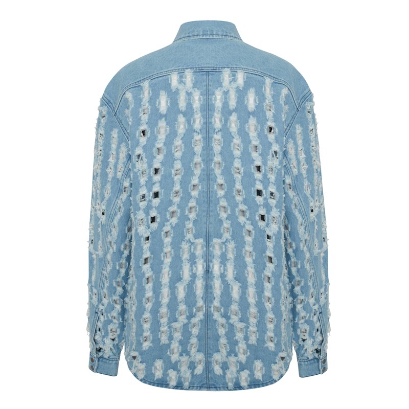 Perforated Denim Shirt - Blue | PCFG | Wolf & Badger