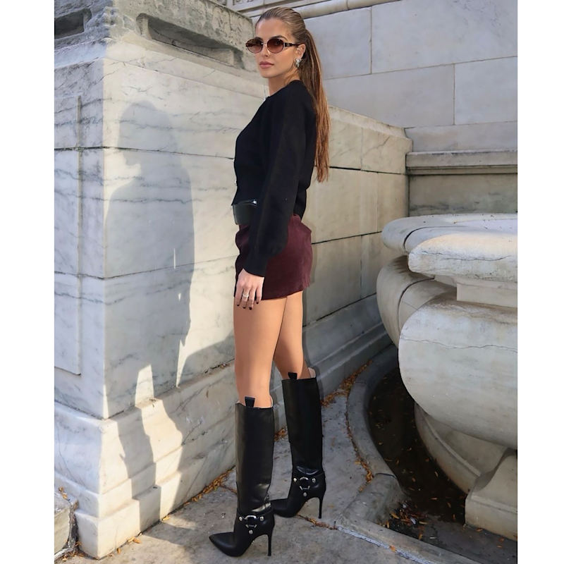 Phoebe Black Leather High Heel Comfortable Tall Boot Sexy Elegant For ...