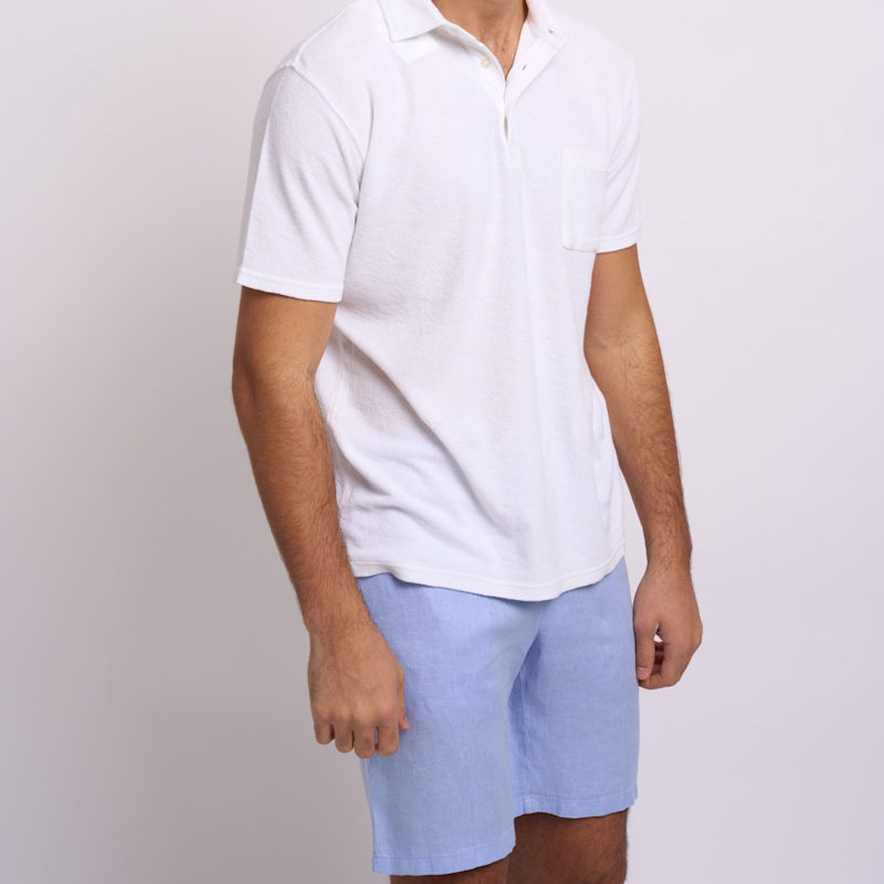 Pierre Mens Terry Cotton Polo White | Jacques Zolty | Wolf & Badger