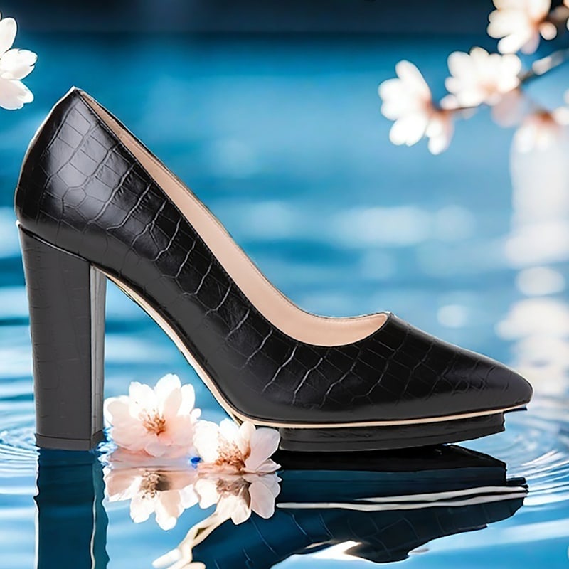 Pippa Comfortable Dressy Black Leather Platform Pump Work Or Valentine ...