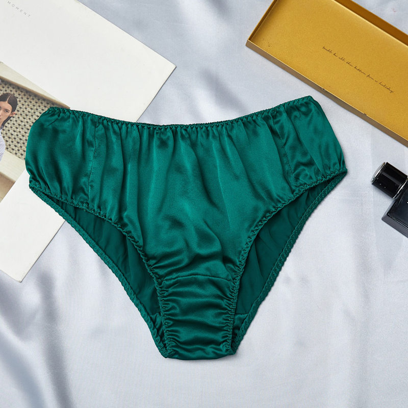 Set Of Two Pure Mulberry Silk Bikini Pantie | Mid Waist In Emerald ...