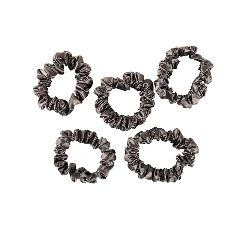 Pure Mulberry Silk Mini Scrunchie Set Of Five In Grey | Soft Strokes ...