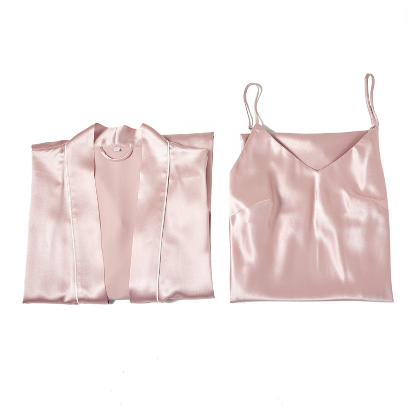 Pure Silk Baby Pink Kimono Robe And Slip Dress Gift Set | Soft Strokes ...