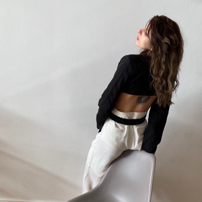 Reworked Black Blazer With Wrap Detail & Cut Out Back | London Atelier ...