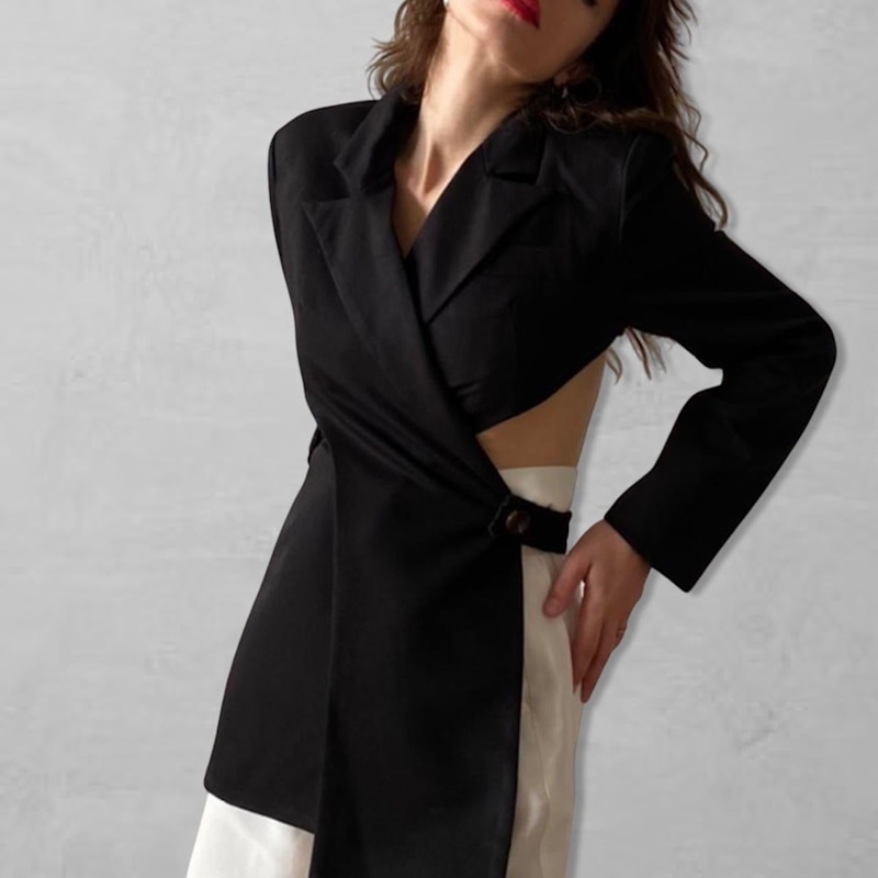 Reworked Black Blazer With Wrap Detail & Cut Out Back | London Atelier ...