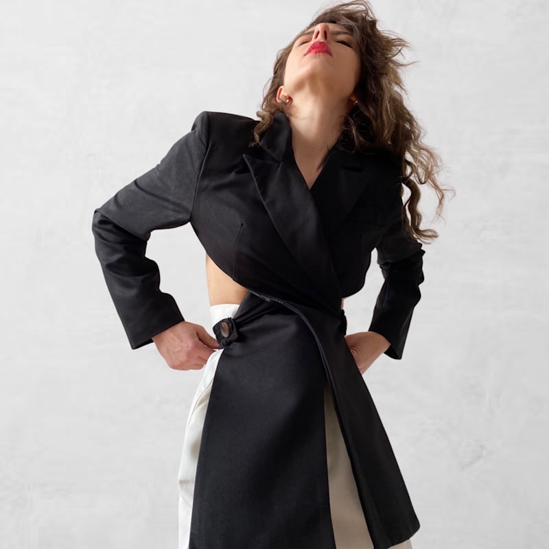 Reworked Black Blazer With Wrap Detail & Cut Out Back | London Atelier ...